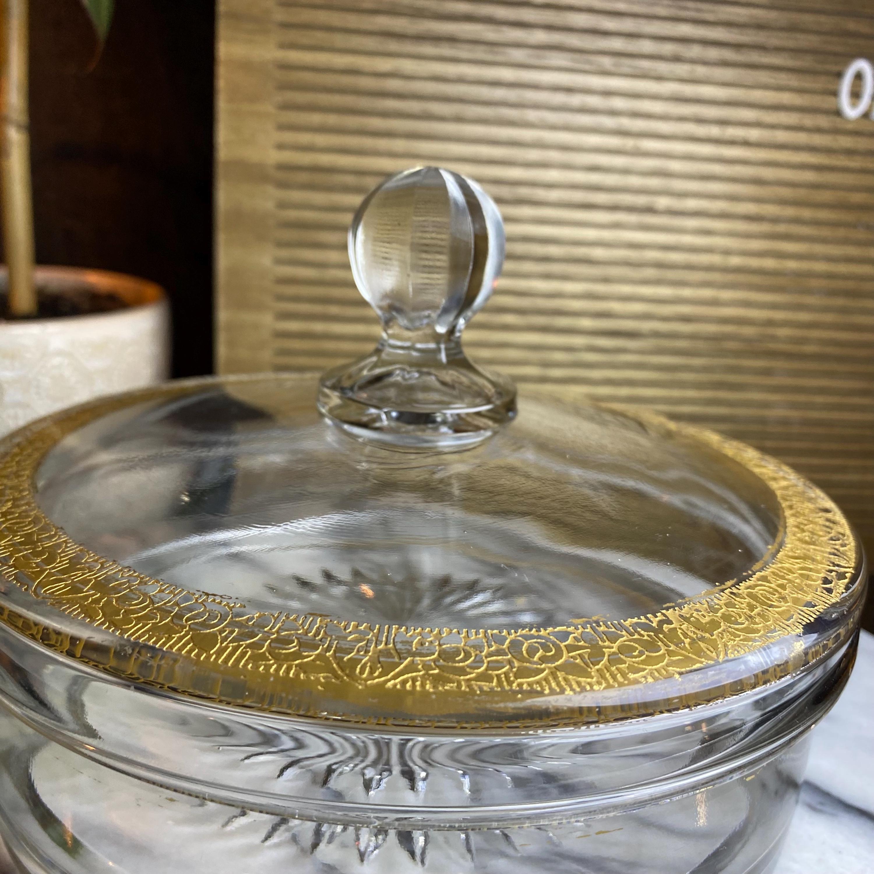 Antique EAPG Covered Glass Candy Box With Gold Encrusted Trim - Heisey ...