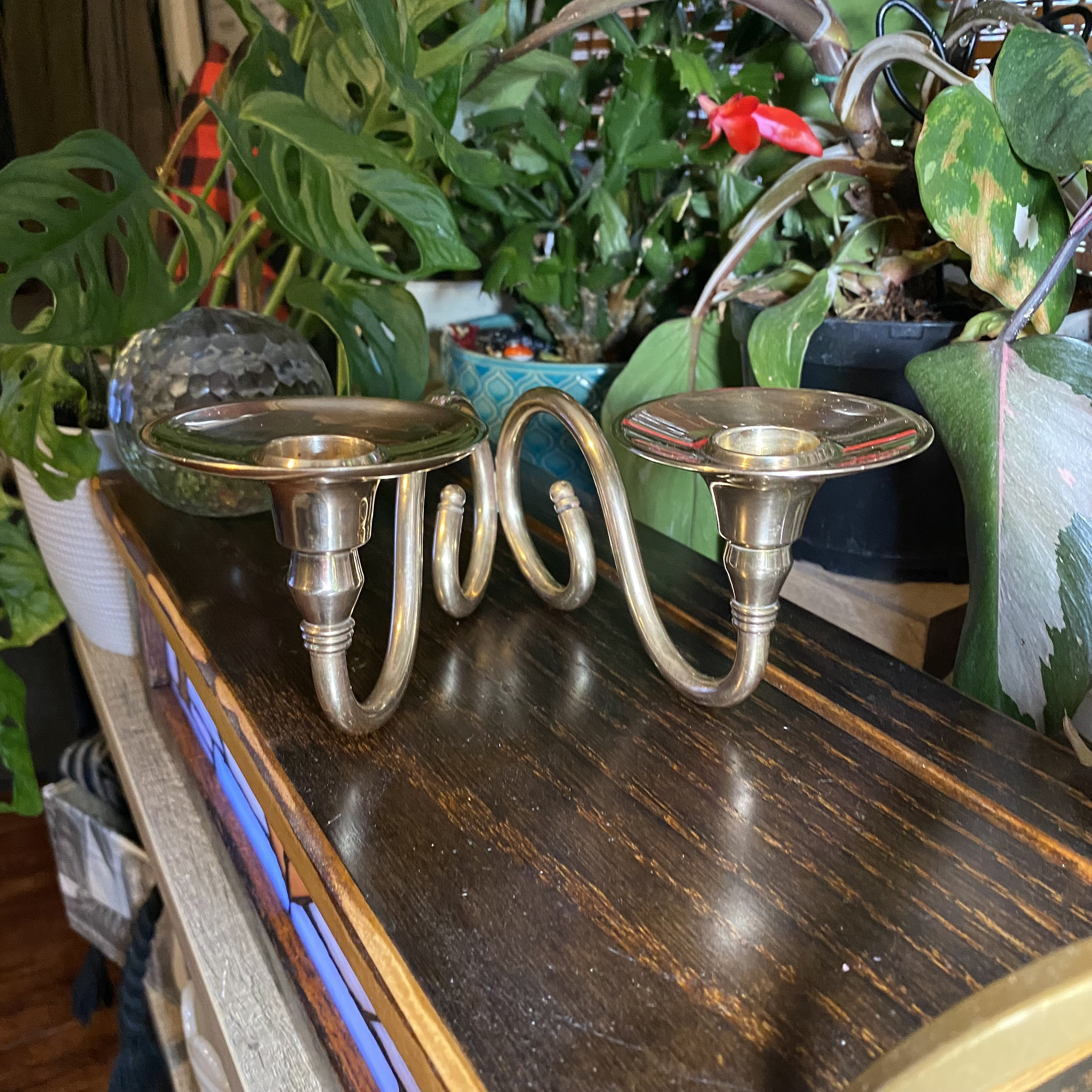 Vintage Solid Brass Scrolled Candlestick Holder - Gold Metal Candelabra ...