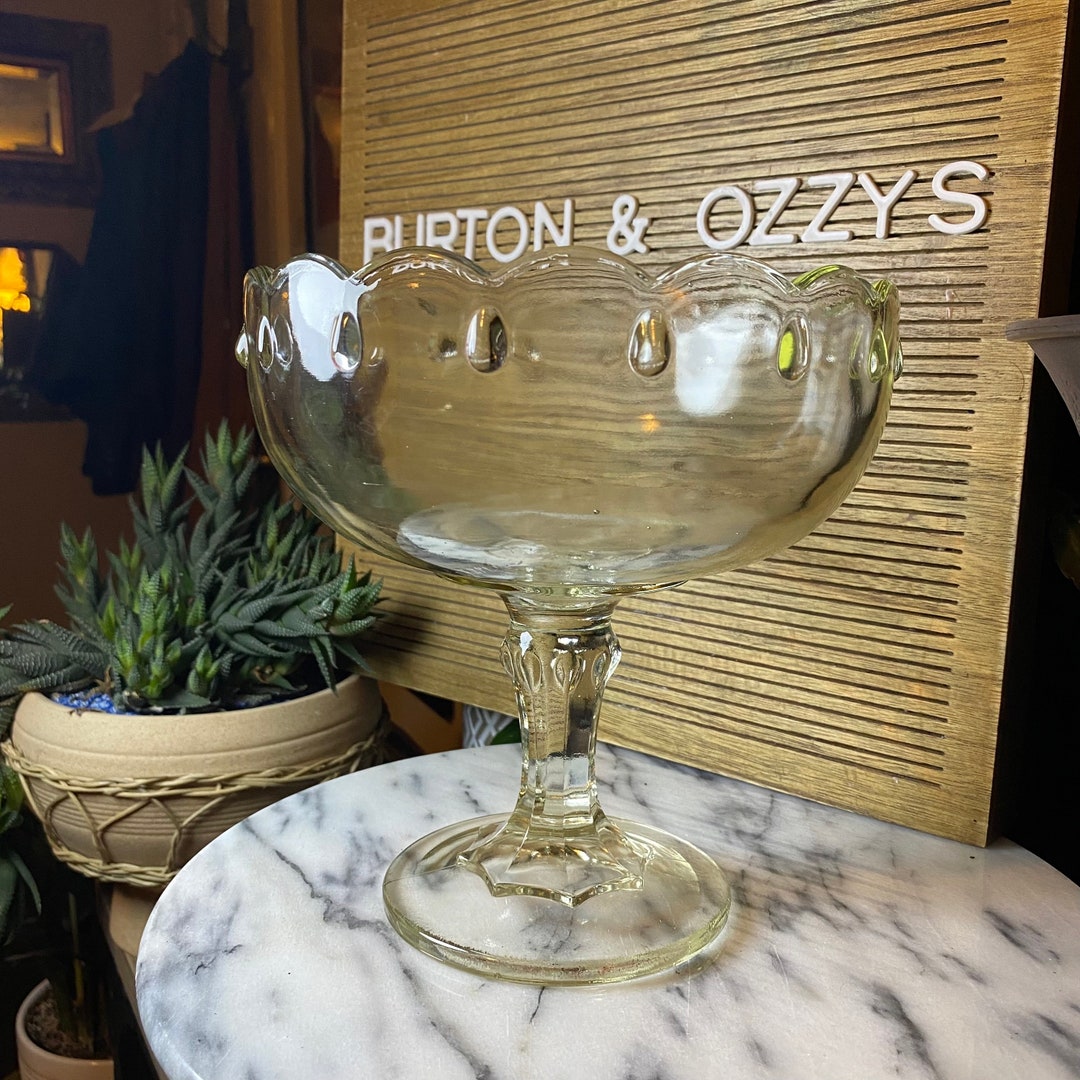 Vintage Teardrop Clear Large Open Compote Bowl With Pedestal by Indiana ...