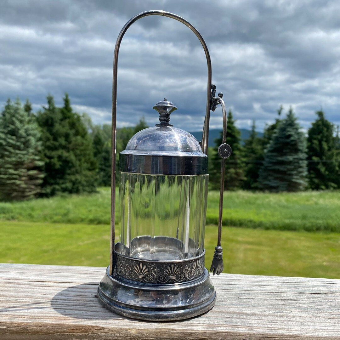 Antique Victorian Silver Pickle Castor With Clear Glass Container ...
