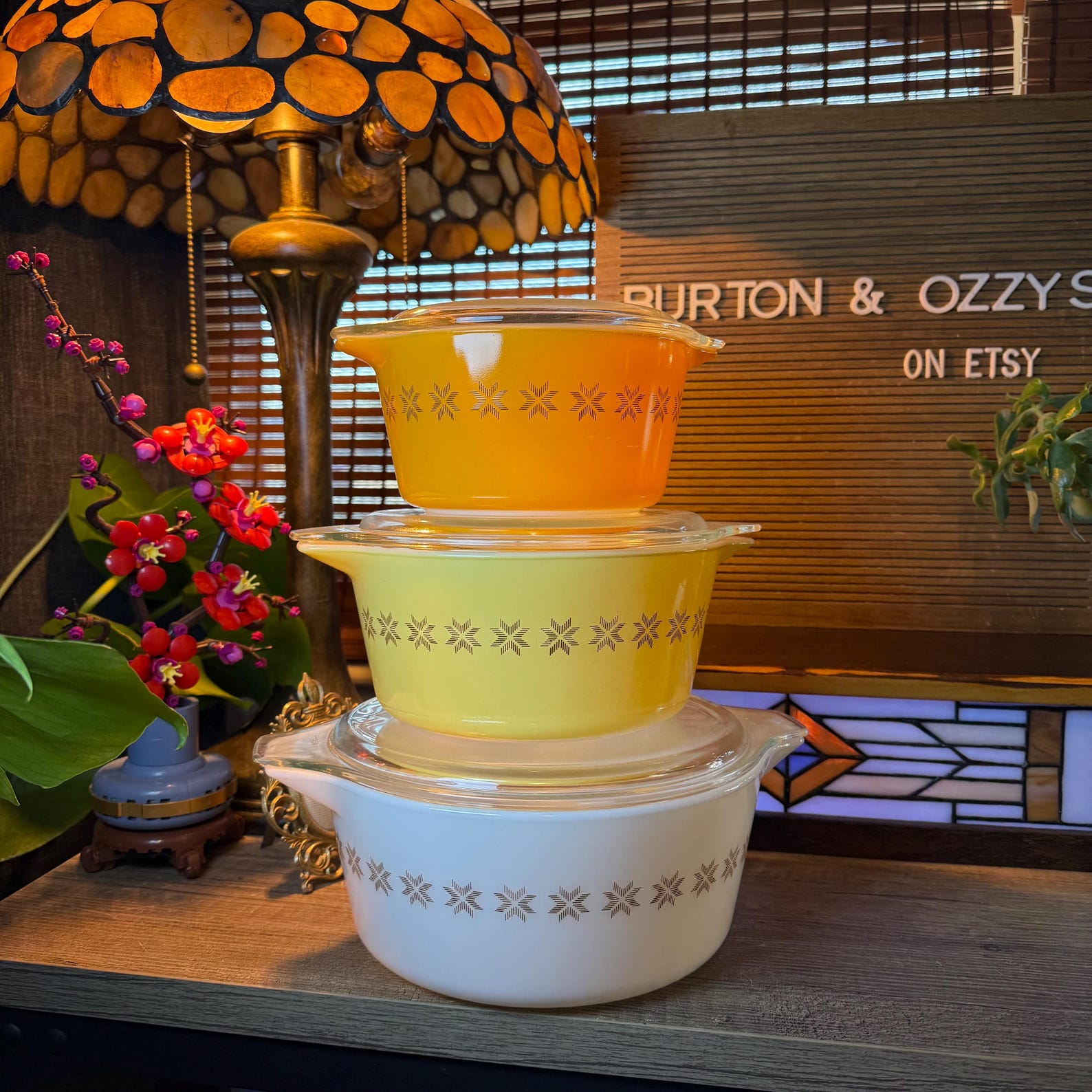 Vintage PYREX Town and Country SET of 3 Covered Casserole Dishes ...
