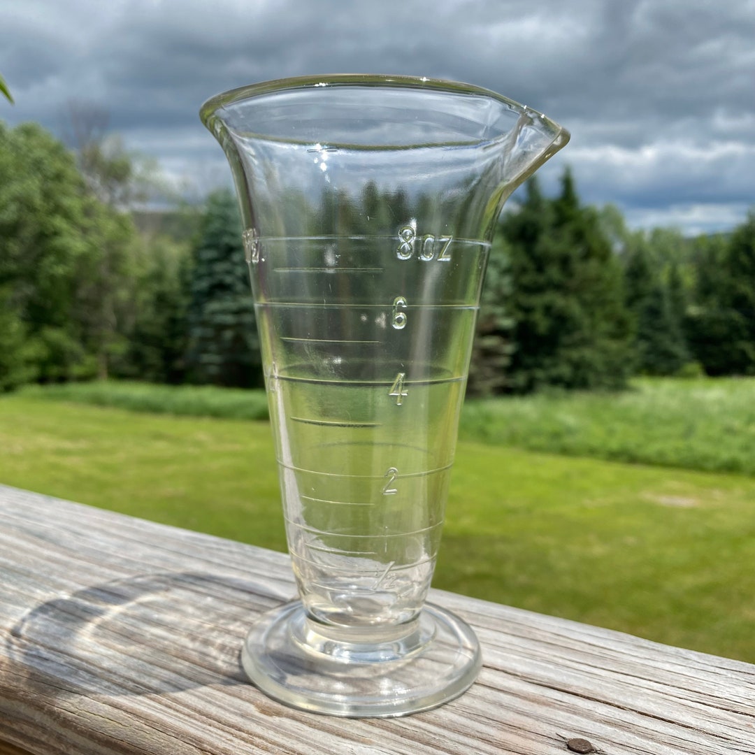 Antique Apothecary 8 Oz Measuring Glass - 1/2 Pint Clear Glass Pharmacy ...