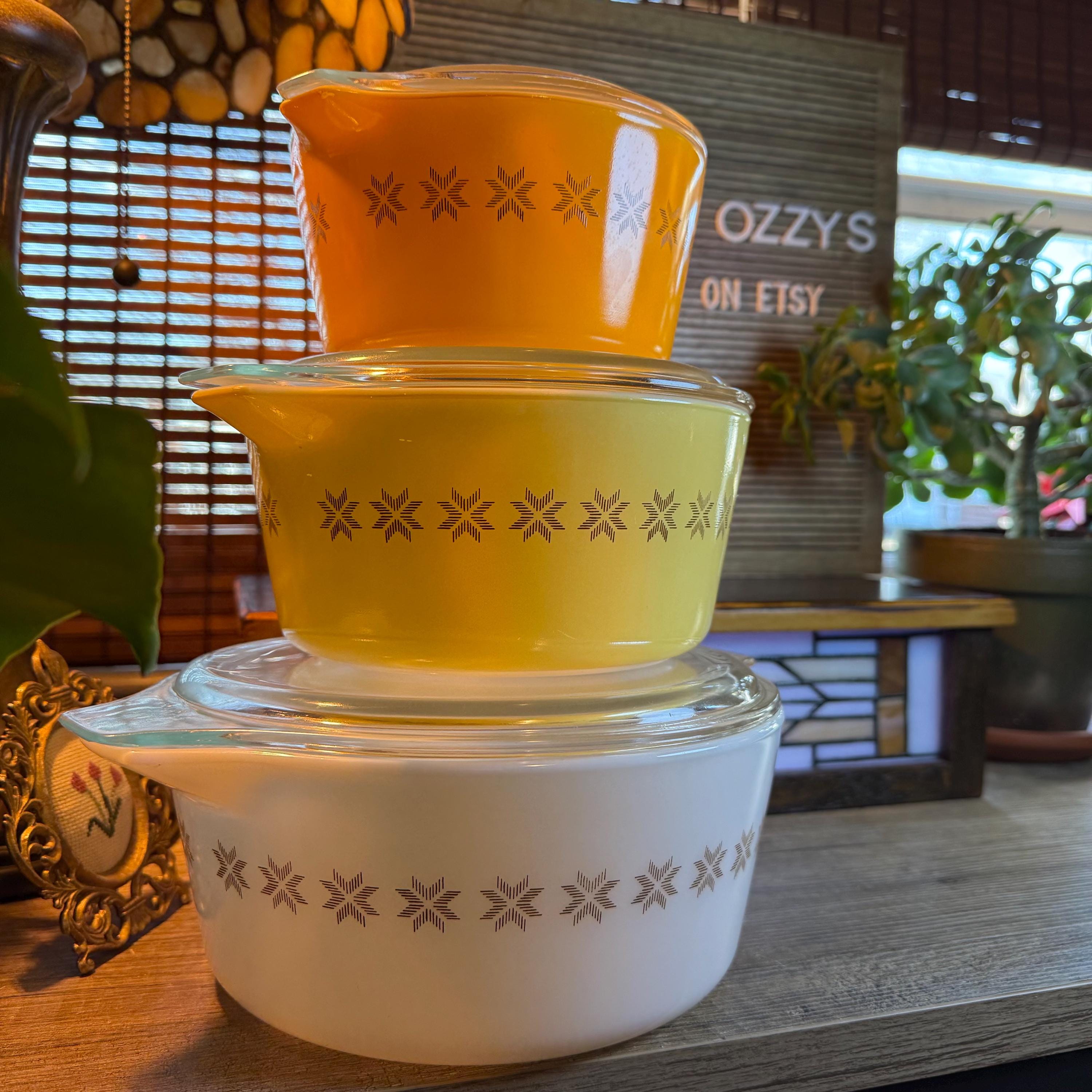 Vintage PYREX Town and Country SET of 3 Covered Casserole Dishes ...