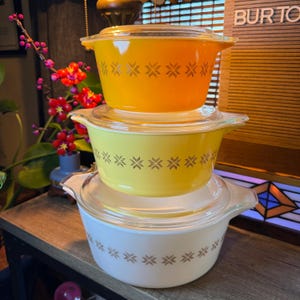 Vintage PYREX Town and Country SET of 3 Covered Casserole Dishes ...