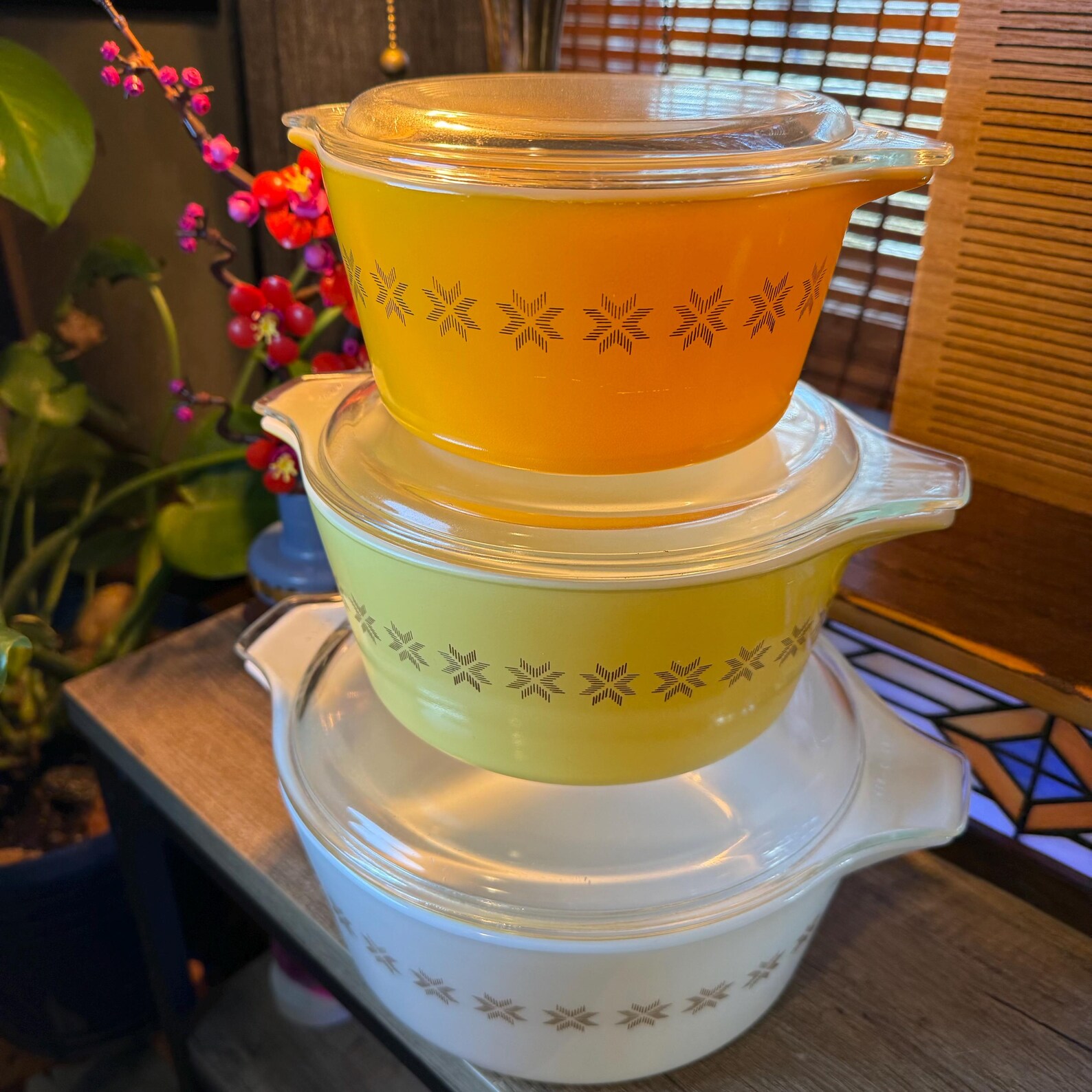 Vintage PYREX Town and Country SET of 3 Covered Casserole Dishes ...