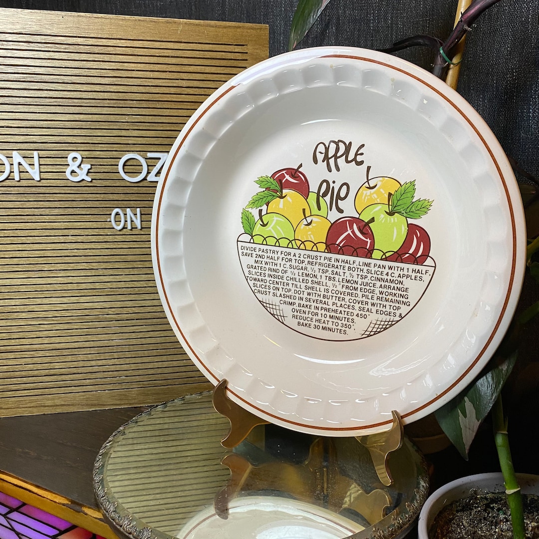Vintage 1980s Apple Pie Dish With Recipe - Hankook Ceramic Baking Dish ...