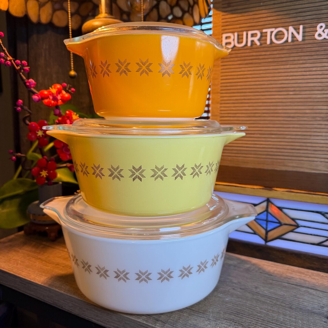 Vintage PYREX Town and Country SET of 3 Covered Casserole Dishes ...