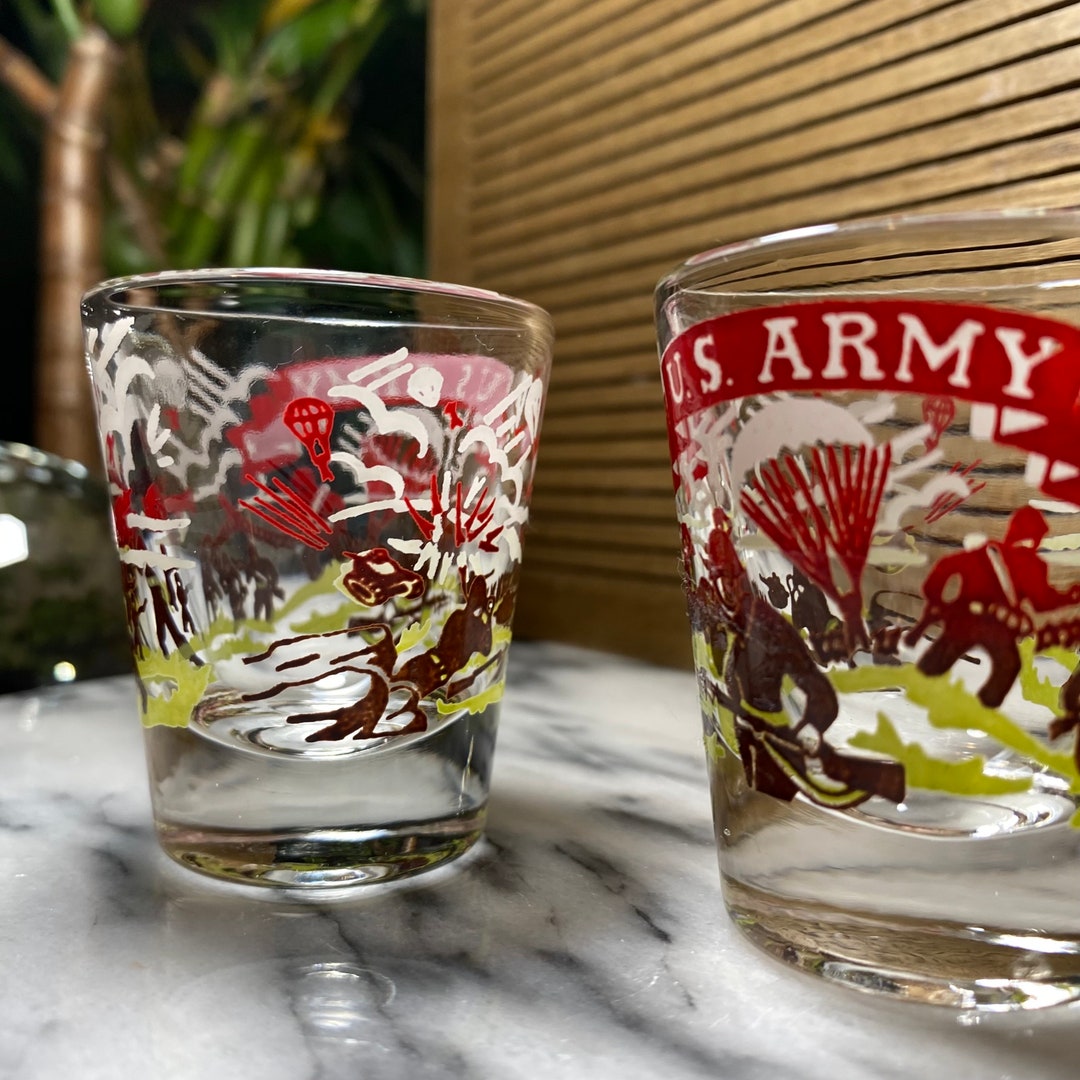 Vintage US Army Paratrooper Shot Glasses Set of 2 1 Oz Midcentury ...