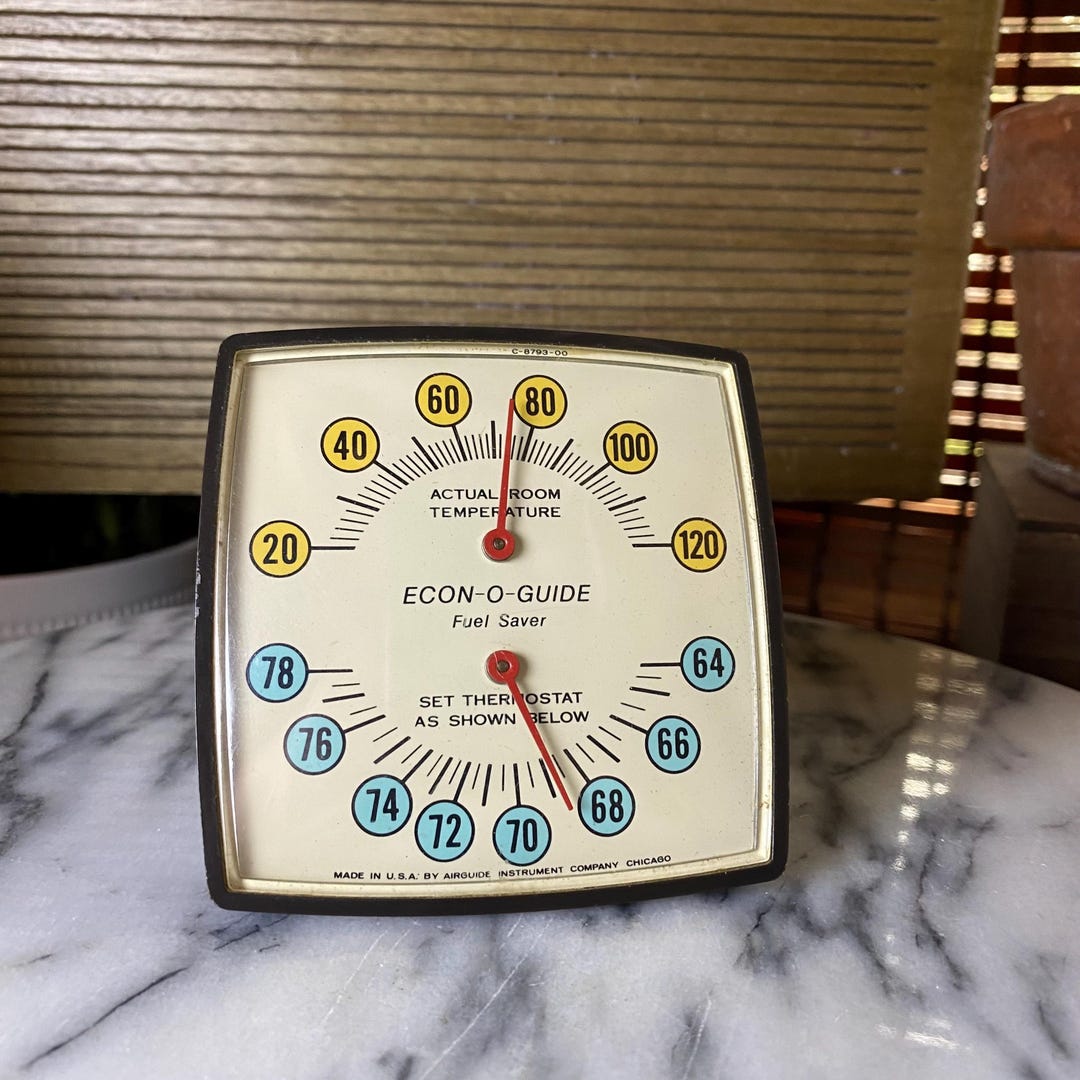 Vintage RARE Econ-o-guide Room Thermometer MCM Energy Saving Thermostat ...