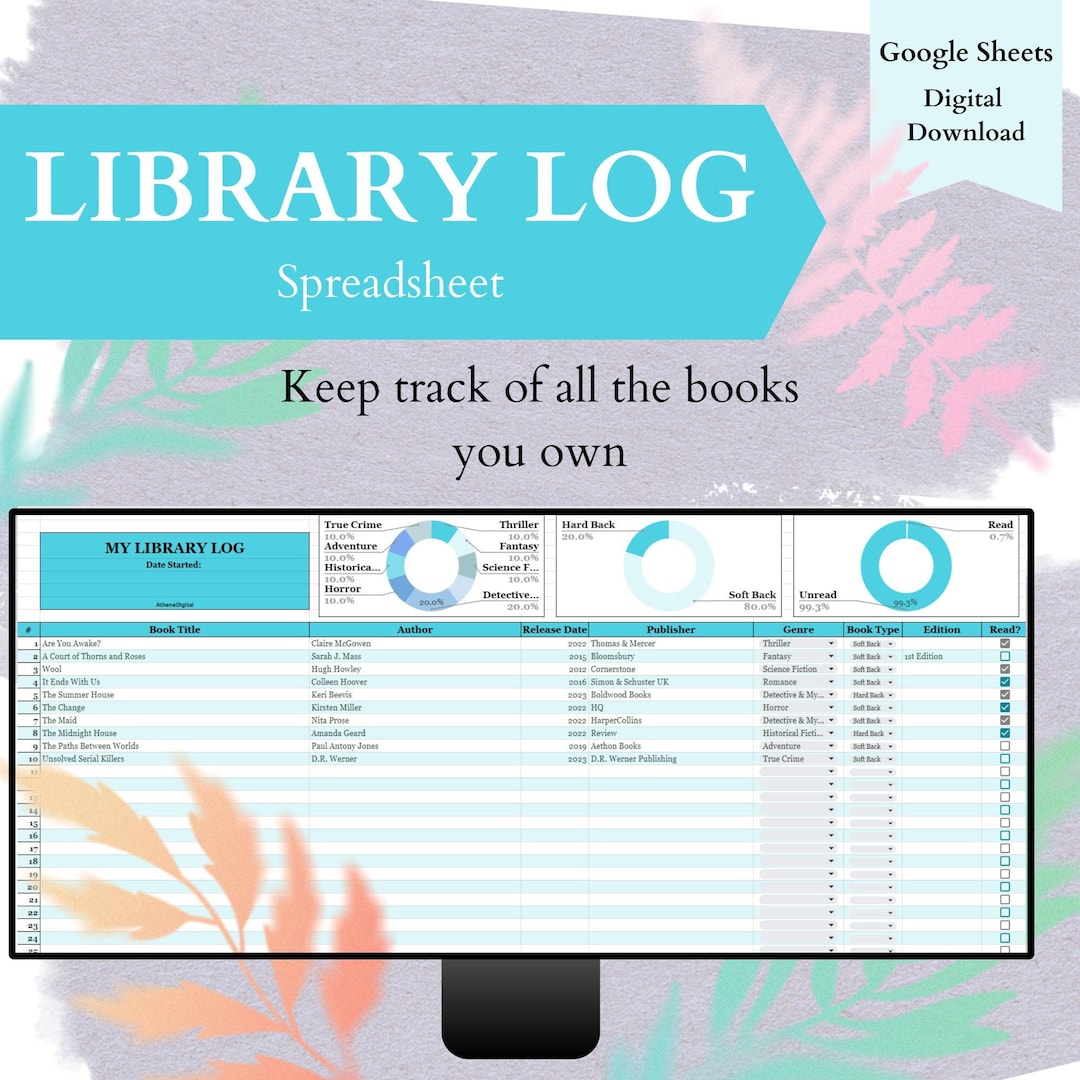 Library Log - Book Tracker Ocean - Google Sheets Digital Download - Etsy