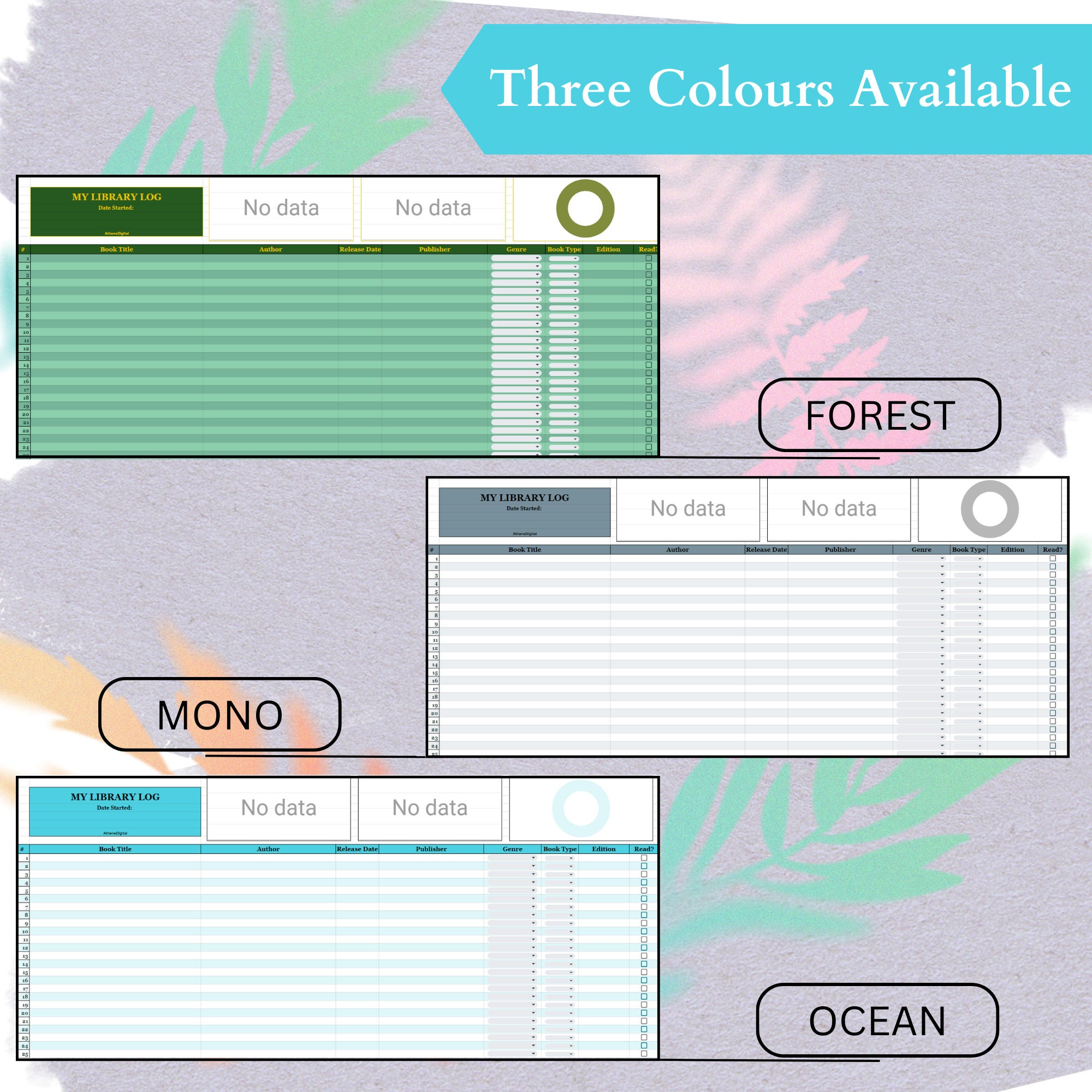 Library Log - Book Tracker Ocean - Google Sheets Digital Download - Etsy