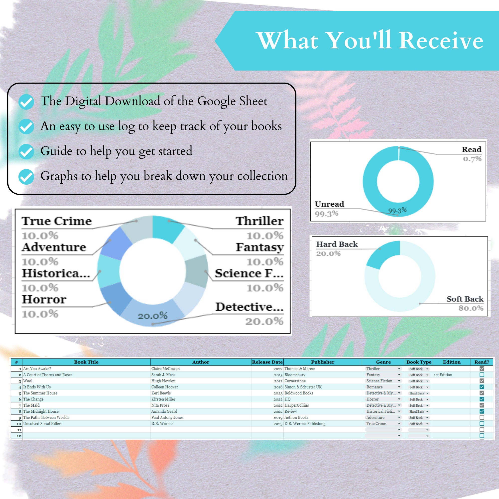 Library Log Book Tracker Ocean Google Sheets Digital - Etsy