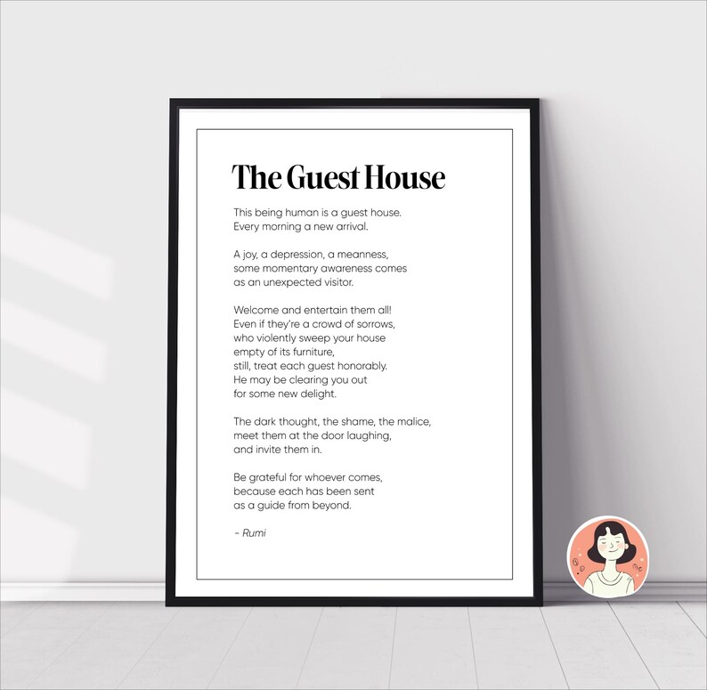 The Guest House Rumi Poem Print | Inspirational Quote Wall Art ...