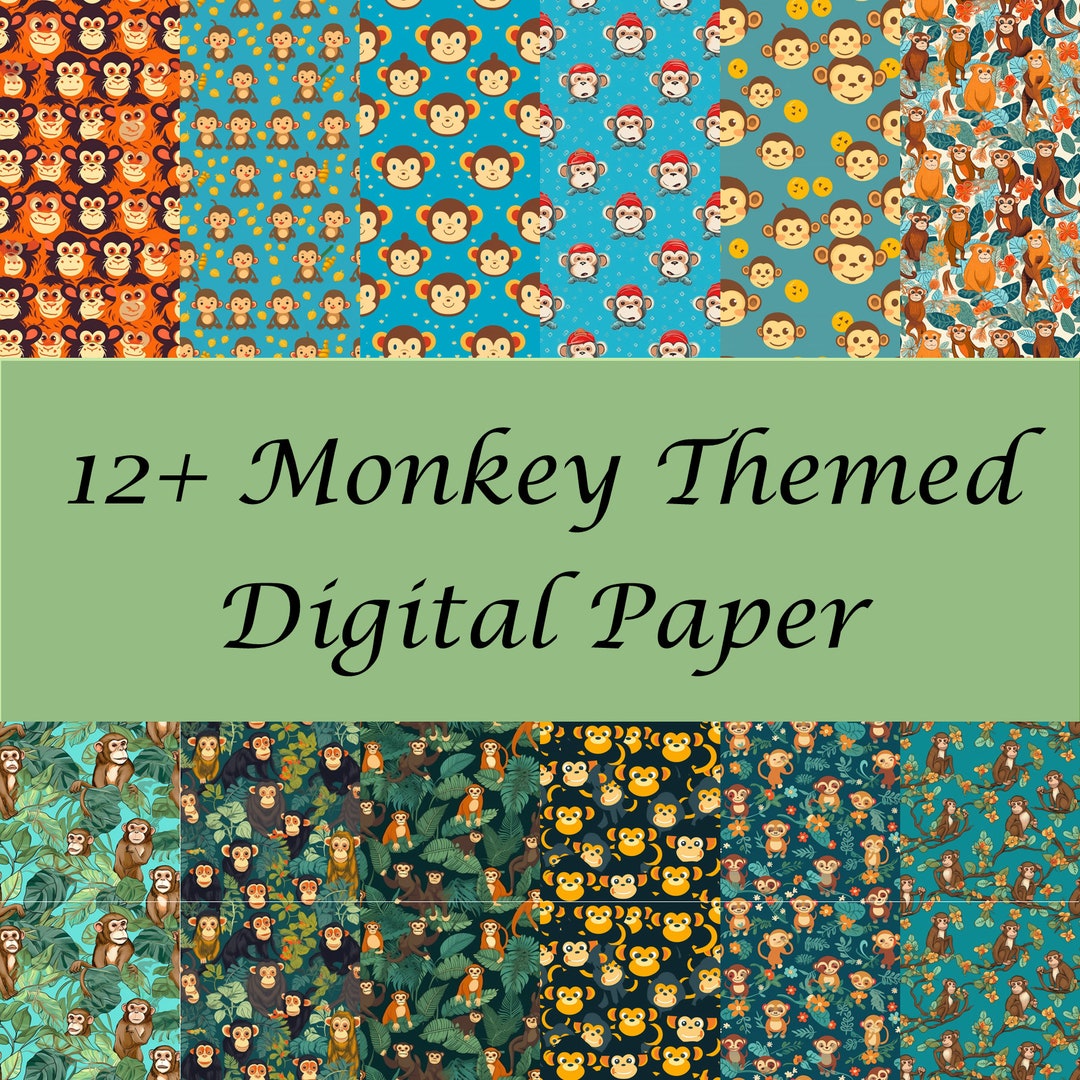 Monkey Magic: 12 Seamless Tile Designs, High-quality Digital Paper ...