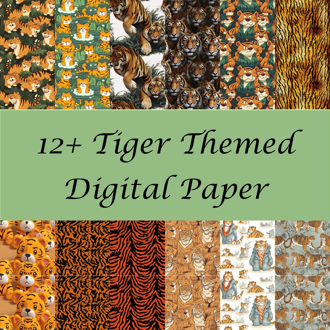 Terrific Tiger Tales: 12 Seamless Digital Paper Designs – Tigers in ...