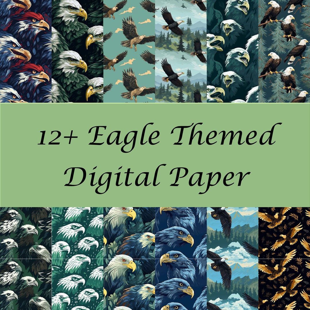 Majestic Eagle-themed Digital Paper - 12 Seamless Tile Designs - PNG ...