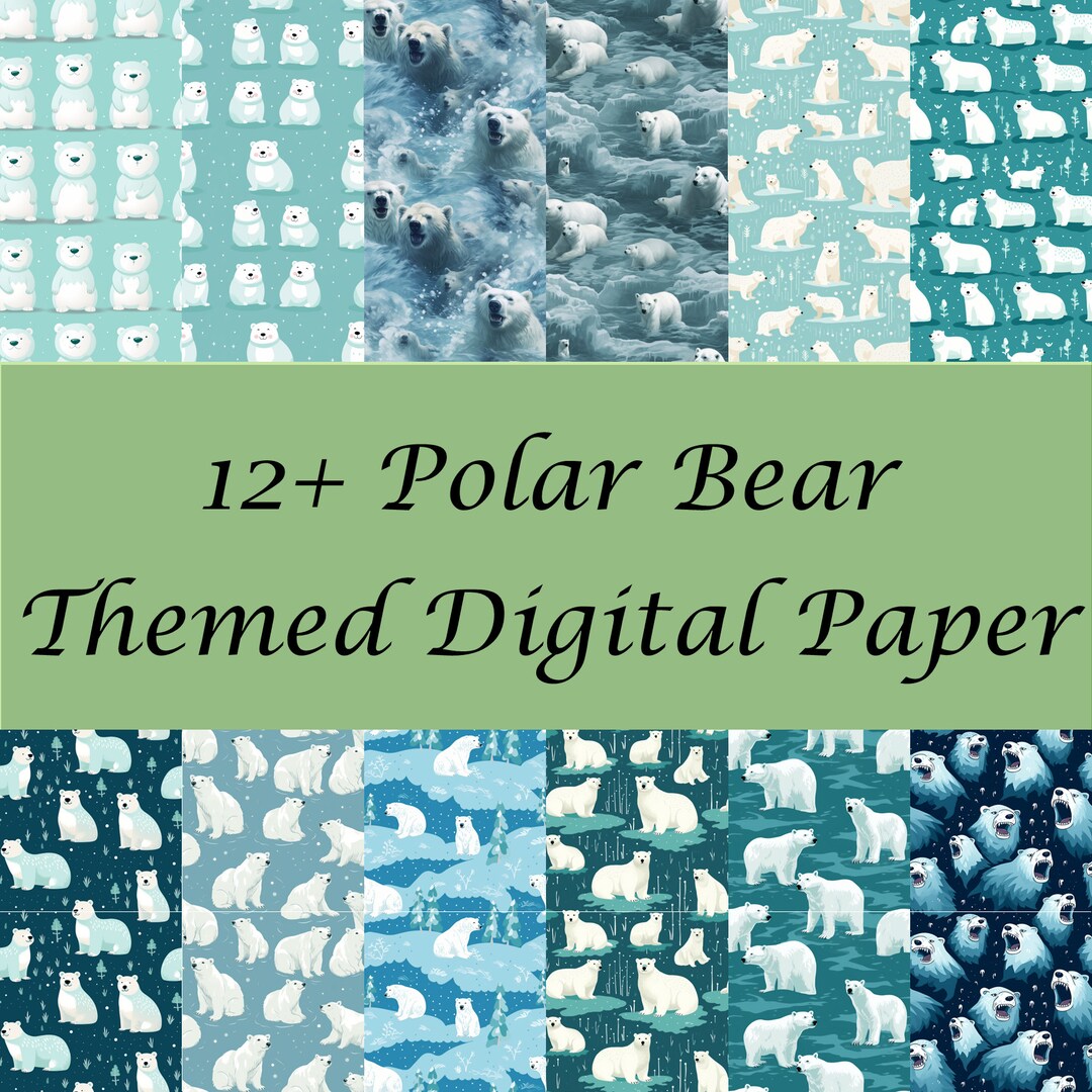 Polar Bear Inspired Digital Paper - 12 Seamless Tile Designs - High ...