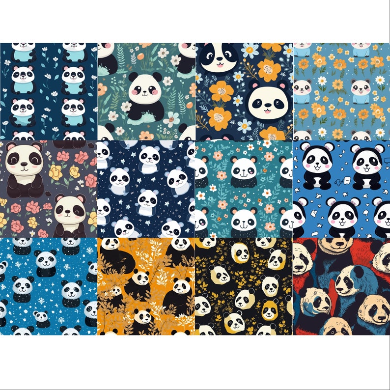 Highly-detailed Panda Themed Seamless Tiles Digital Paper | Instant ...