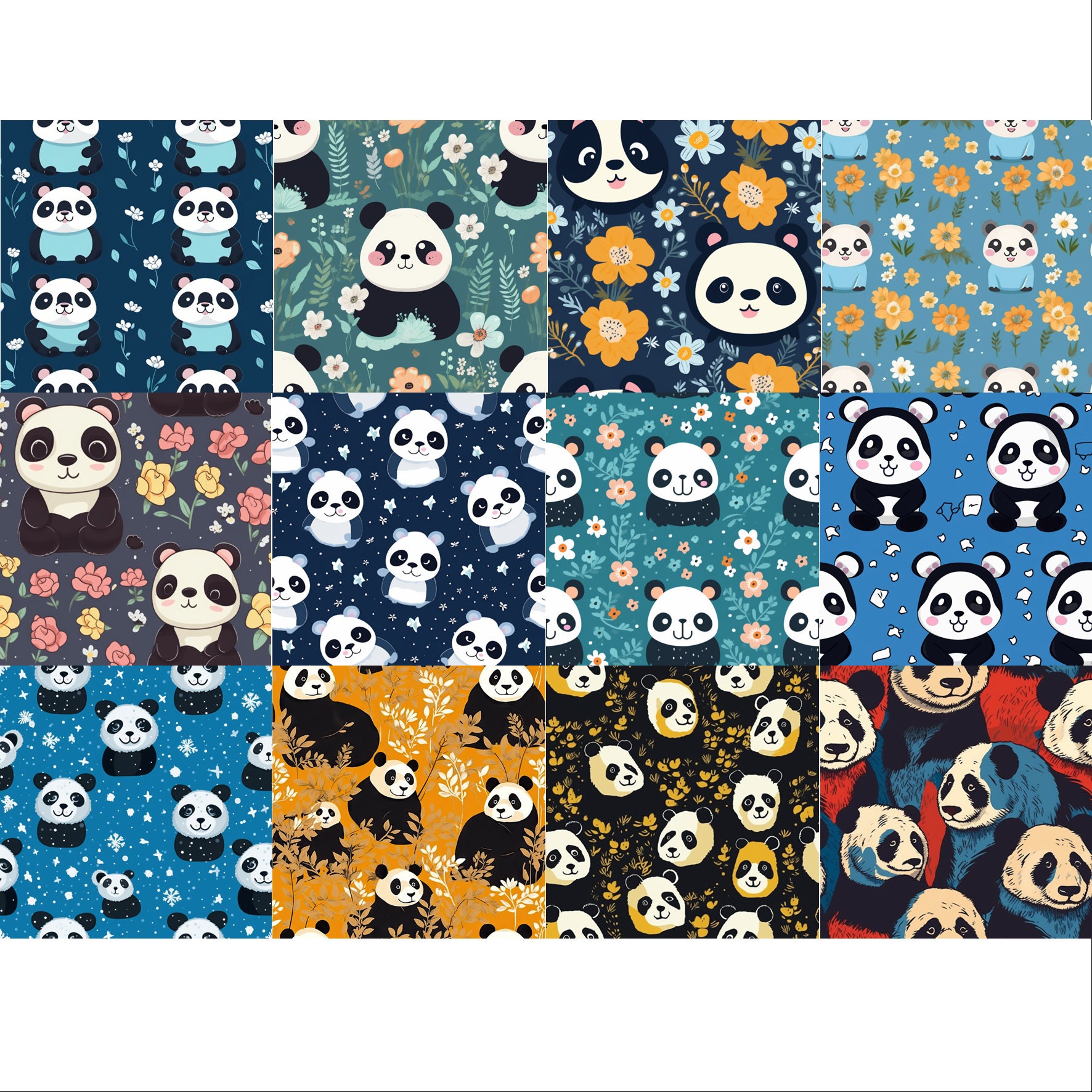 Highly-detailed Panda Themed Seamless Tiles Digital Paper | Instant ...