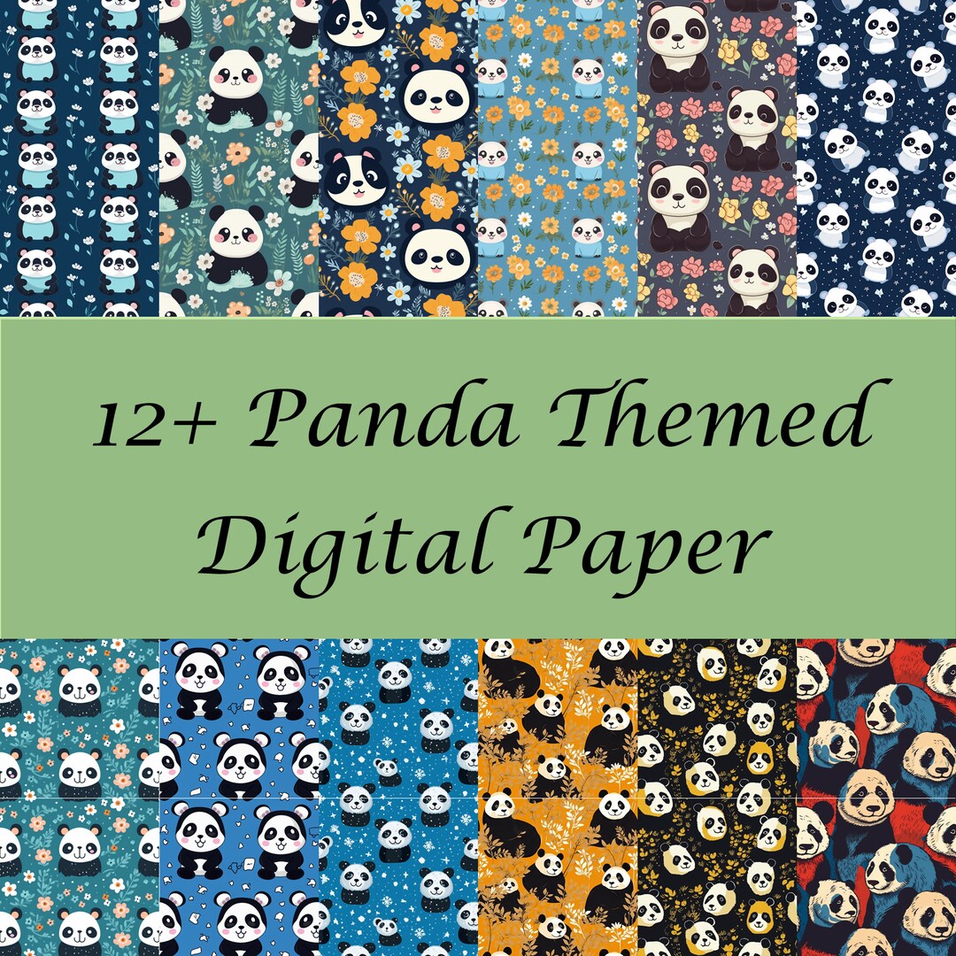 Highly-detailed Panda Themed Seamless Tiles Digital Paper | Instant ...