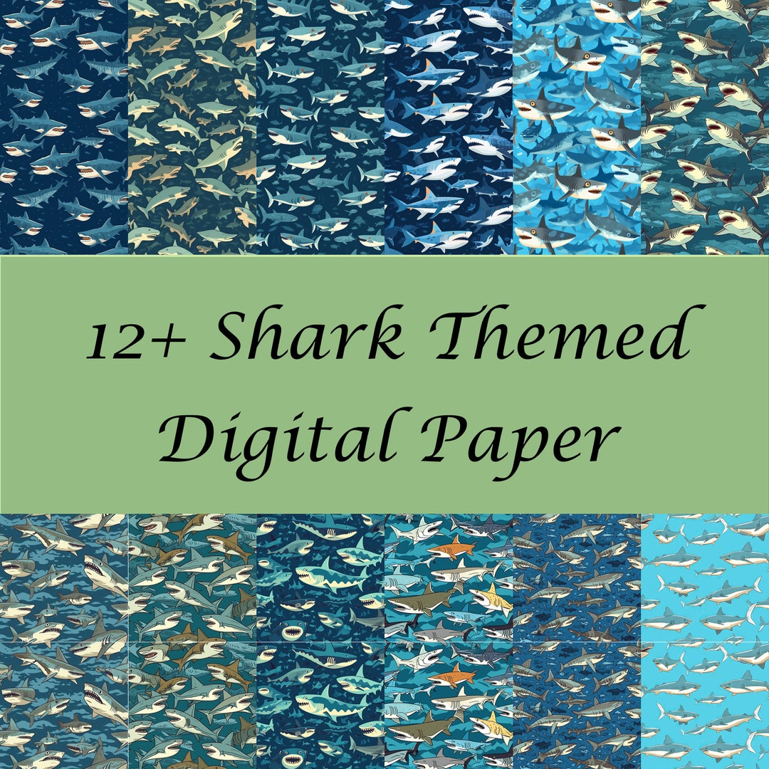 Shark Themed Seamless Tile Designs - High Definition Digital Paper ...