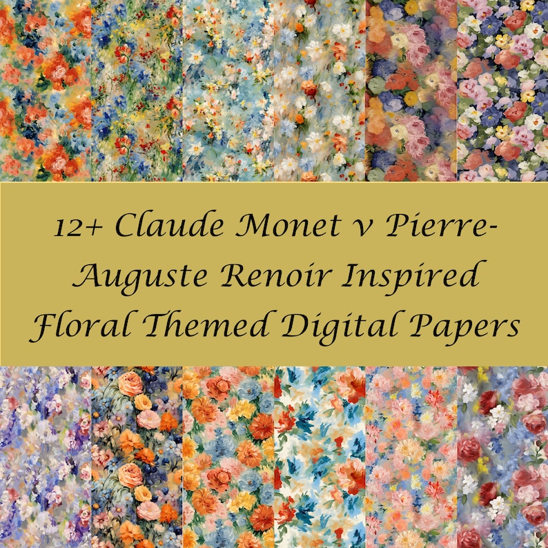Monet & Renoir Inspired Floral Digital Paper - Seamless Tile Designs - Etsy