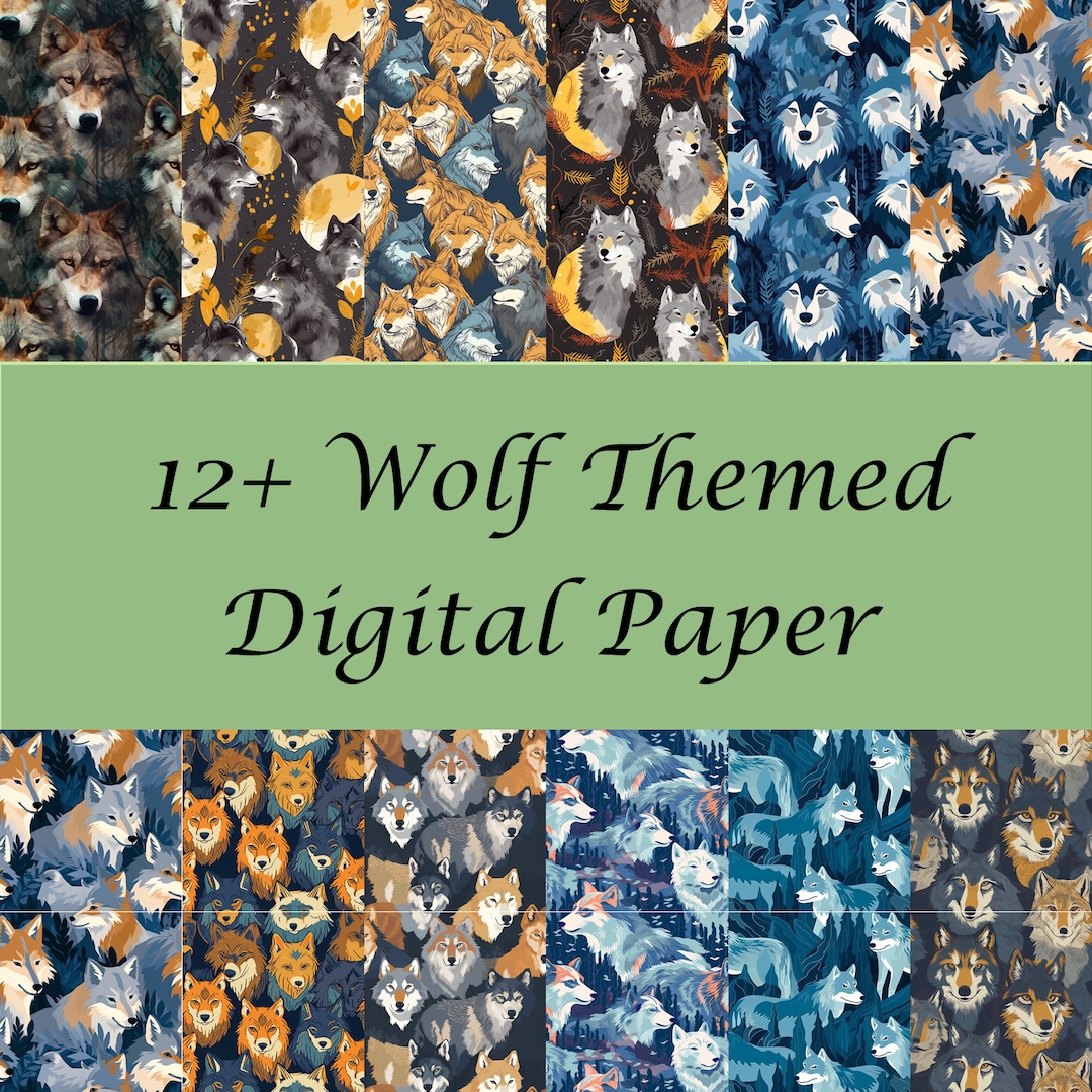 Wolf Themed Seamless Digital Paper - High Resolution Images for Instant ...