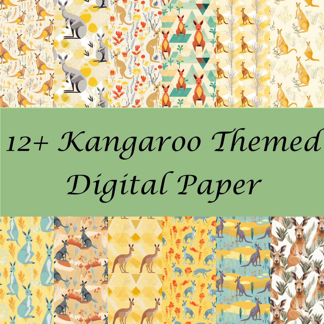 Kangaroo Themed Digital Paper - 12 Seamless Tile Designs - High ...