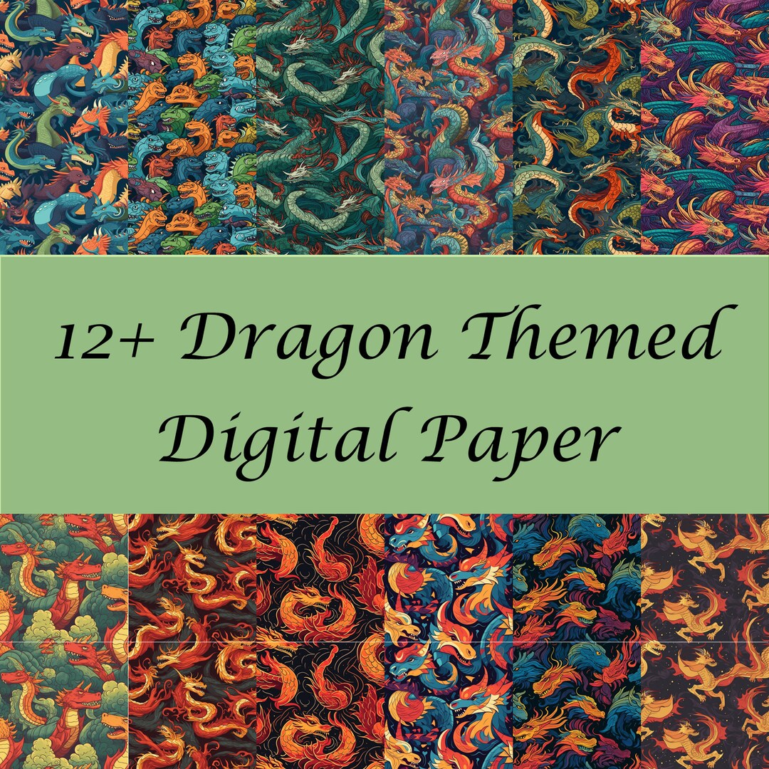 Mystical Dragon-themed Seamless Digital Paper Tiles – High-resolution ...