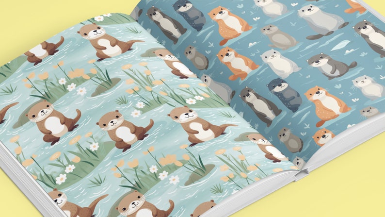 Adorable Otter Digital Paper Set - 12 Seamless Tile Designs - Available ...