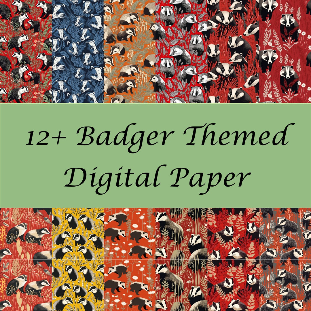 Captivating Badger Themed Digital Paper - Seamless Tiles for Digital ...