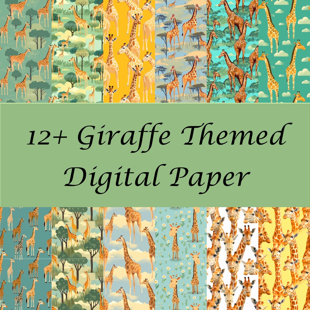 Giraffe Extravaganza Digital Paper Pack - Seamless Safari Patterns for ...