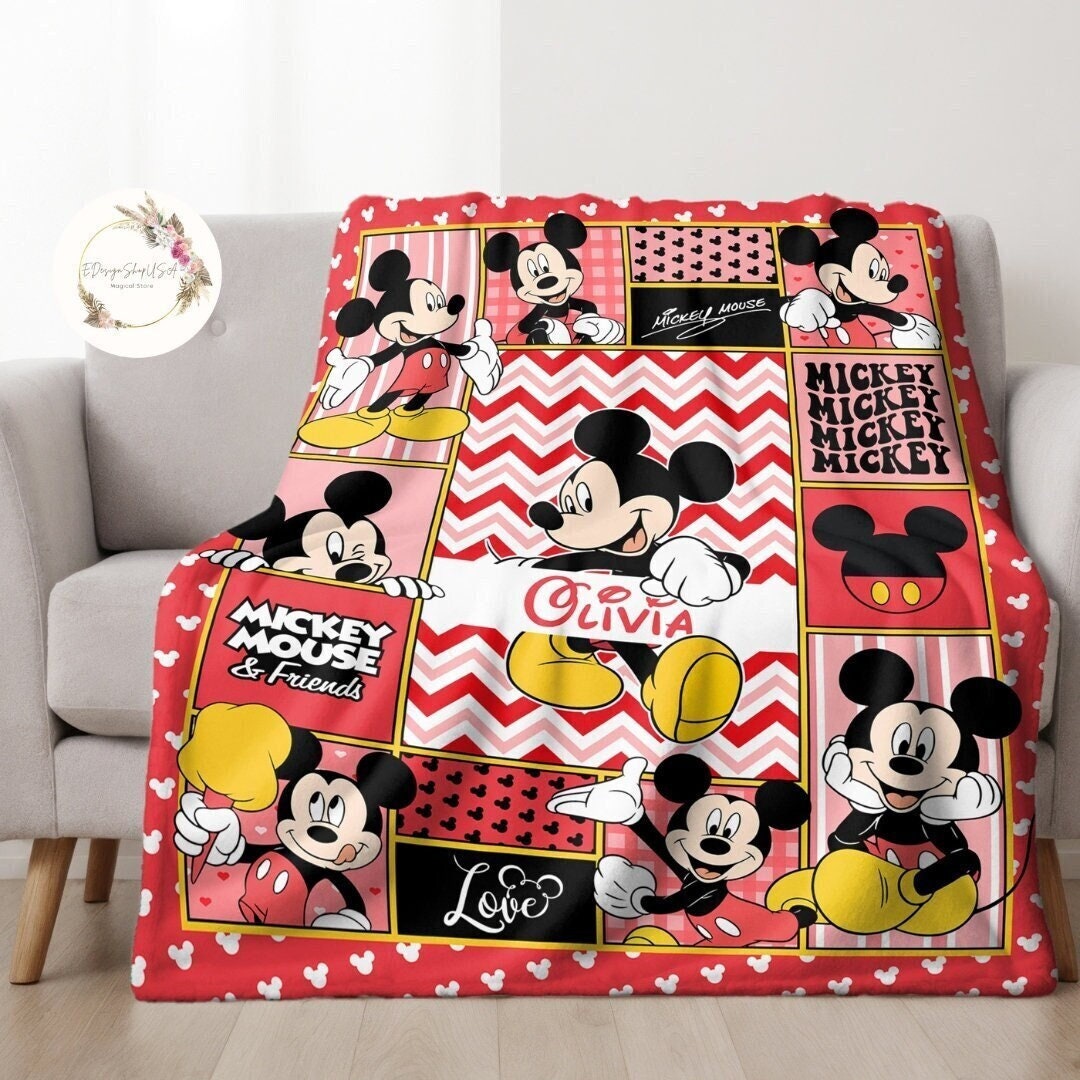 Personalized Mickey and Friends Disney Blanket, Custom Name All ...
