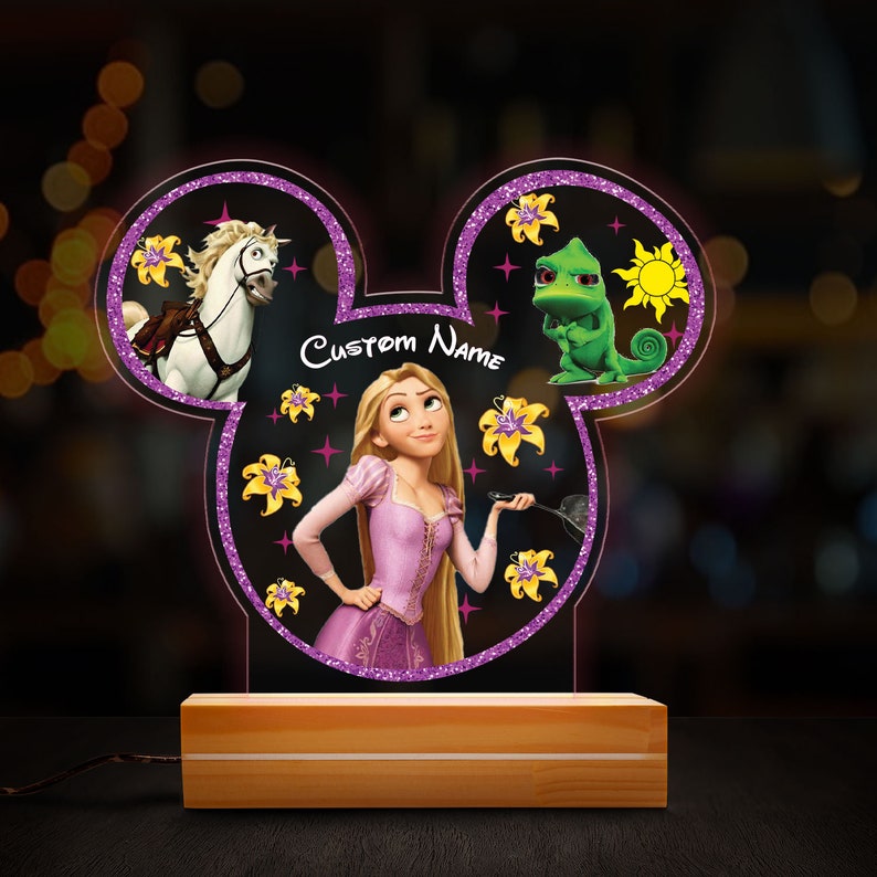 Personalized Name Disney Princesses Night Light, Belle Rapunzel Anna ...