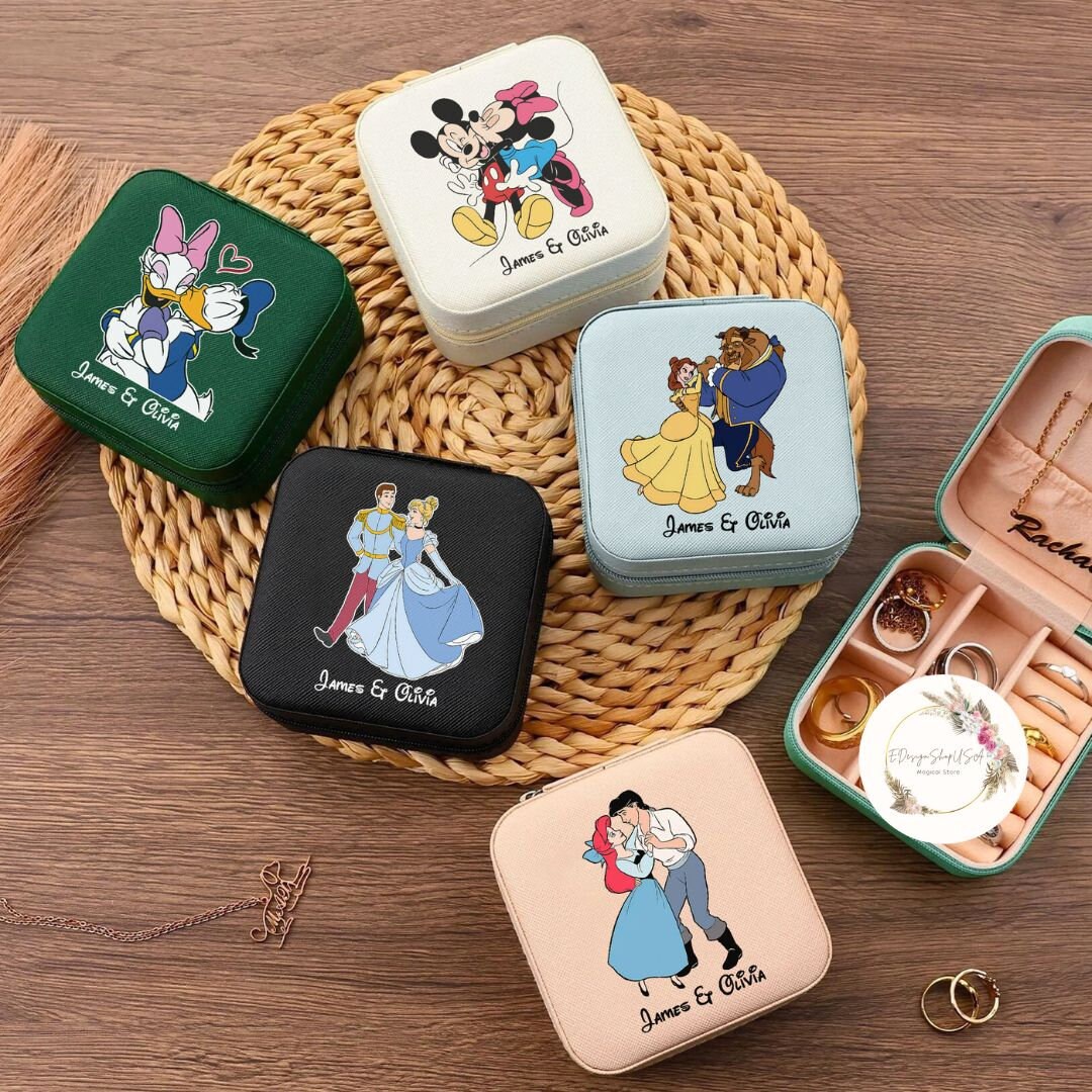 Personalized Disney Couple Jewelry Box, Mickey Minnie Disney Prince ...
