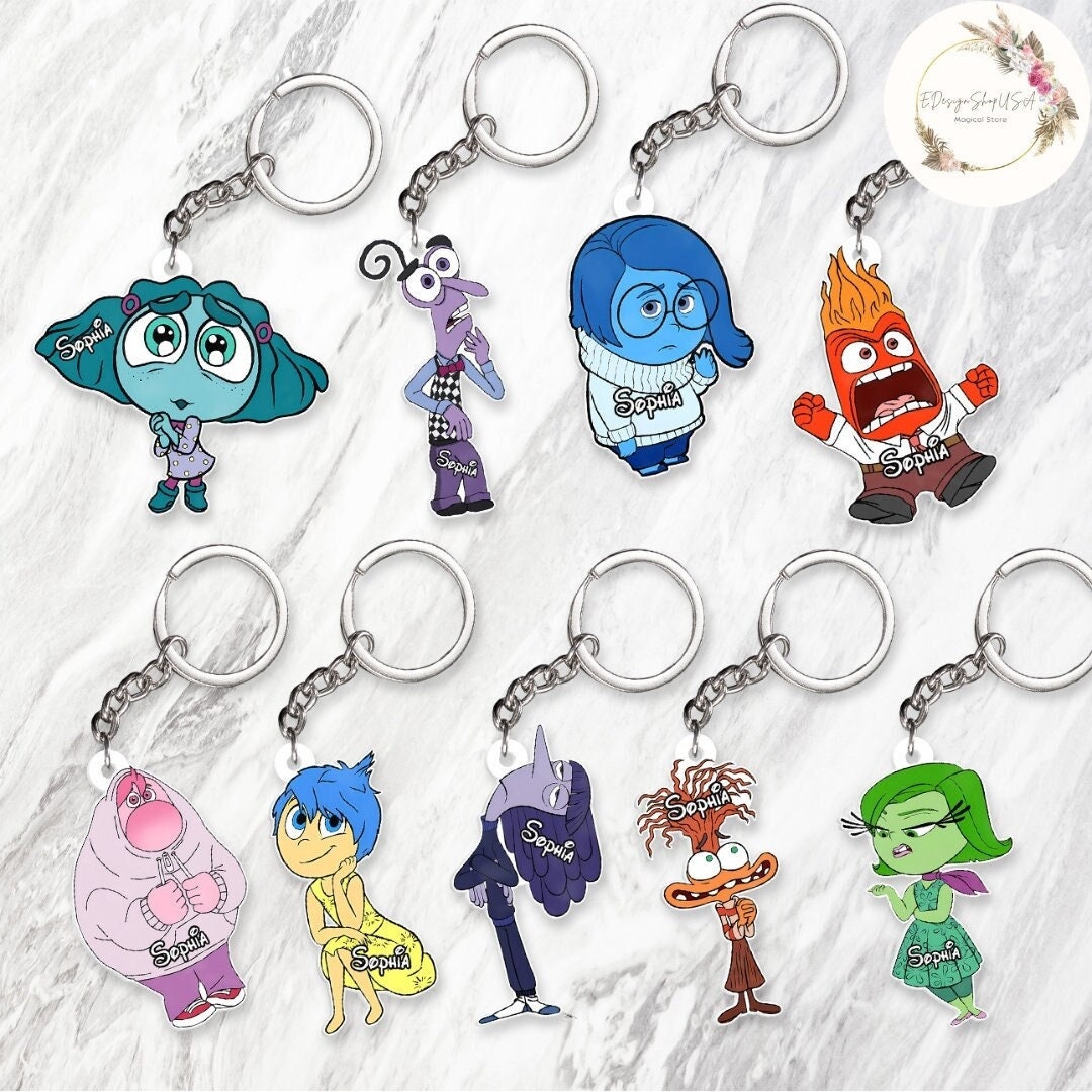 Personalized Disney Inside Out Keychain, Inside Out 2 Movie Characters ...