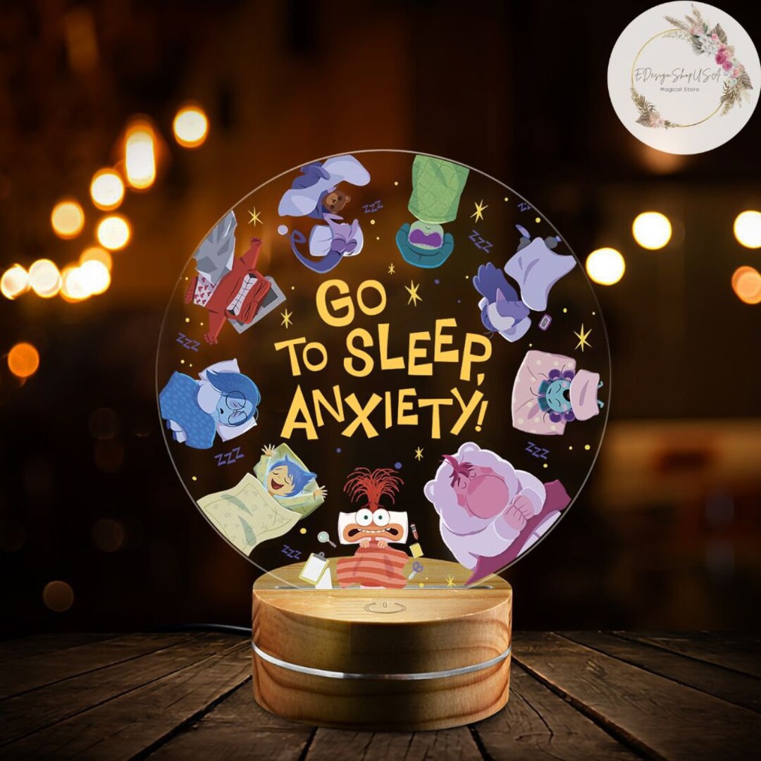 Go to Sleep Anxiety Disney Pixar Inside Out Night Light, Inside Out 2 ...