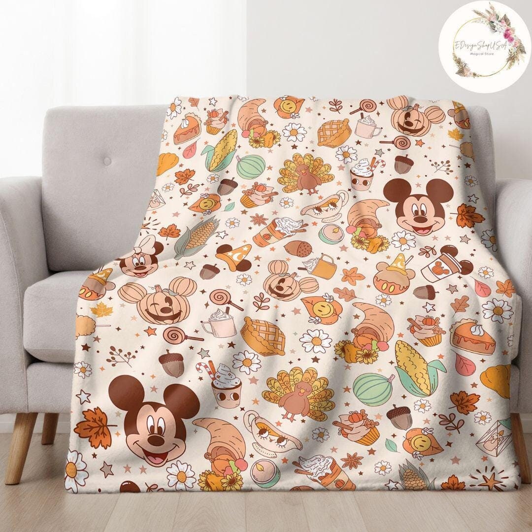 Mickey Minnie Pumpkin Spice Disney Fall Vibes Blanket, Disney ...
