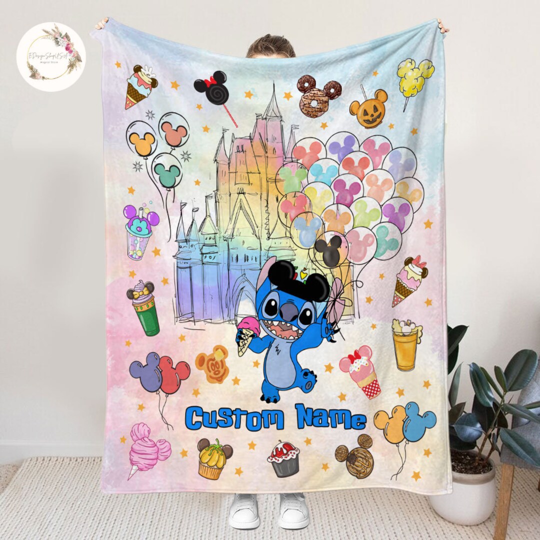 Personalized Stitch Blanket, Disney Blanket, Custom Name Blanket ...