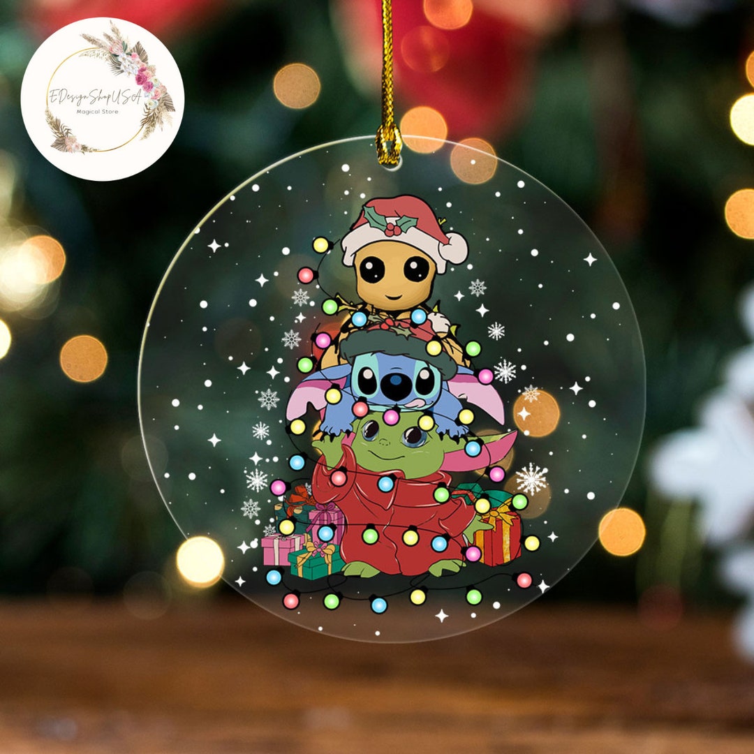 Personalized Stitch Groot Christmas Tree Ornament, Cute I Am Groot ...