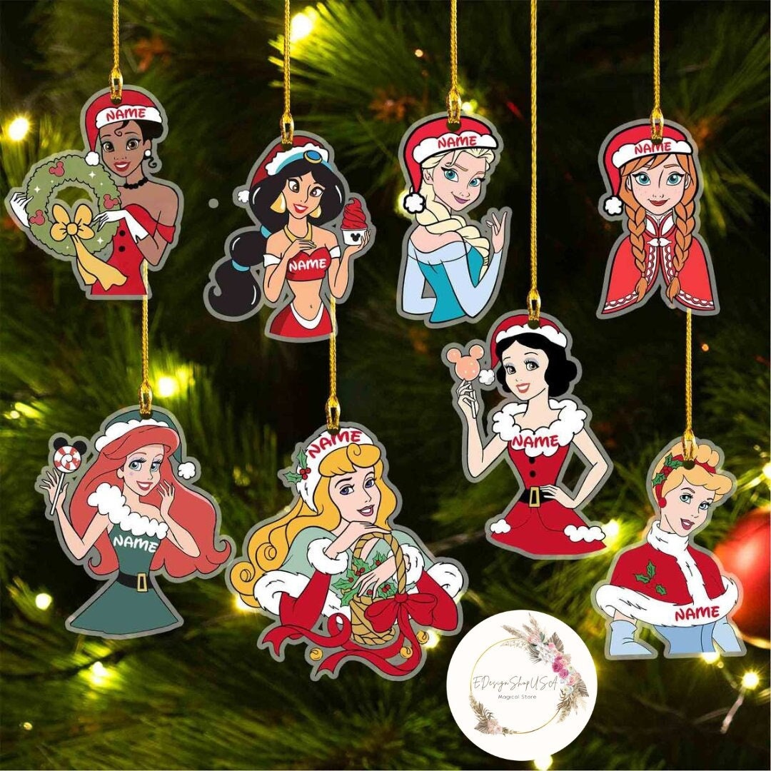 Personalized Disney Princess Christmas Ornament, Princess Characters ...