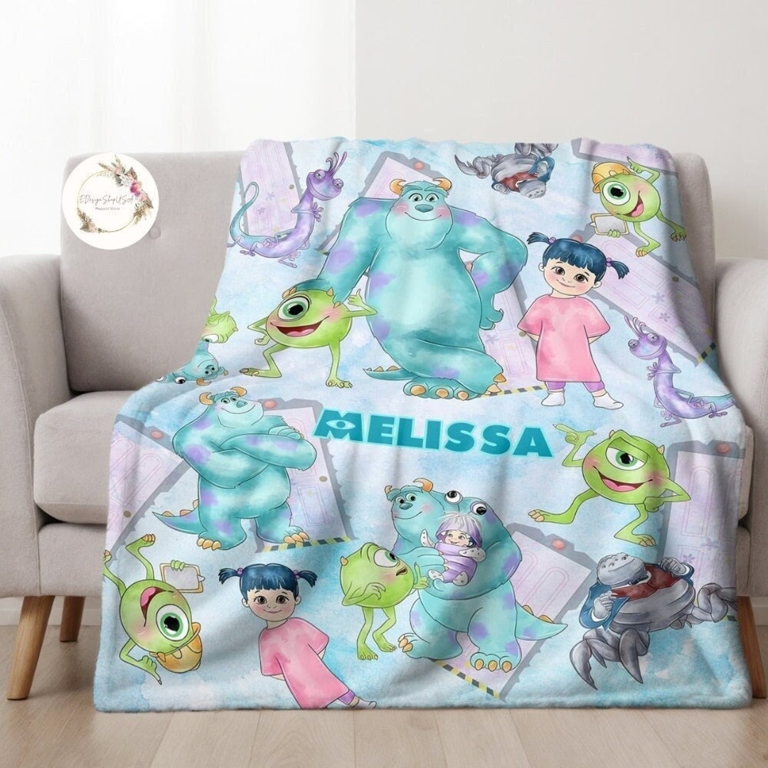 Personalized Watercolor Disney Monsters Inc Blanket, Custom Name Pixar ...