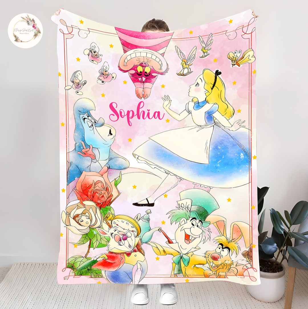 Personalized Alice in Wonderland Blanket, Cheshire Cat Mad Hatter ...