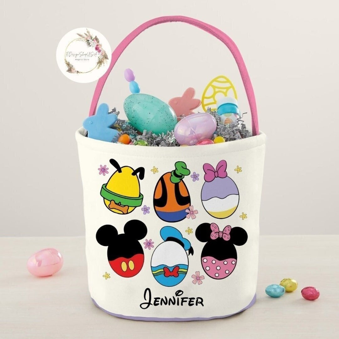 Personalized Mickey and Friends Bunny Eggs Disney Easter Basket, Custom ...