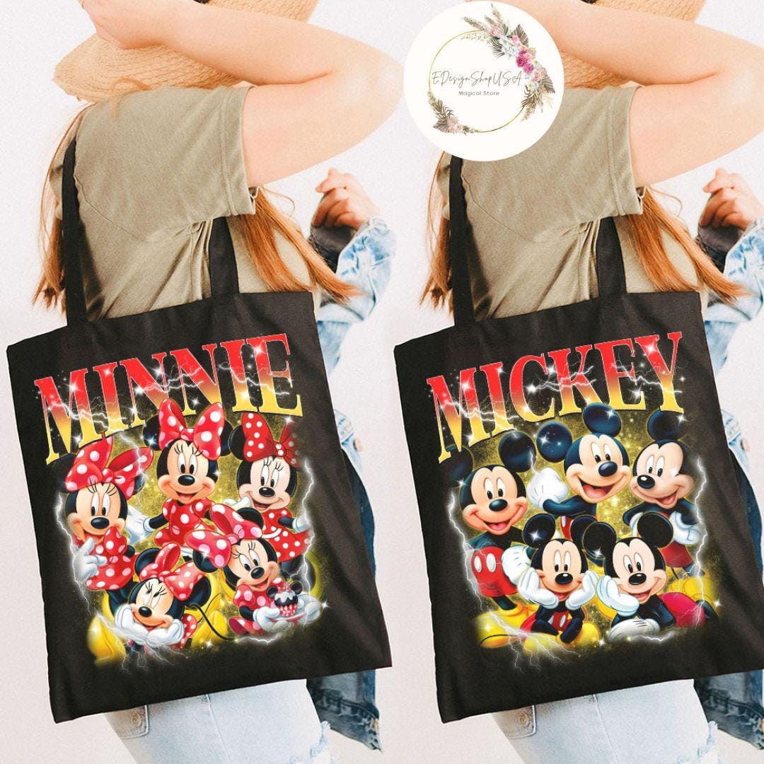 Personalized All Characters Disney Canvas Tote Bag, Mickey Minnie ...