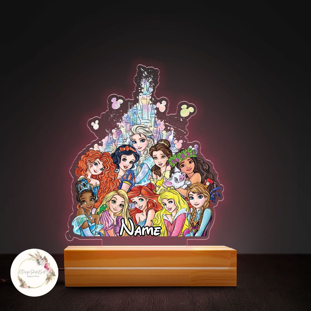Personalized Disney Princess Castle Night Light, Custom Name Baby Girl ...