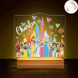 Personalized Disney Princess Castle Night Light, Custom Name Baby Girl ...
