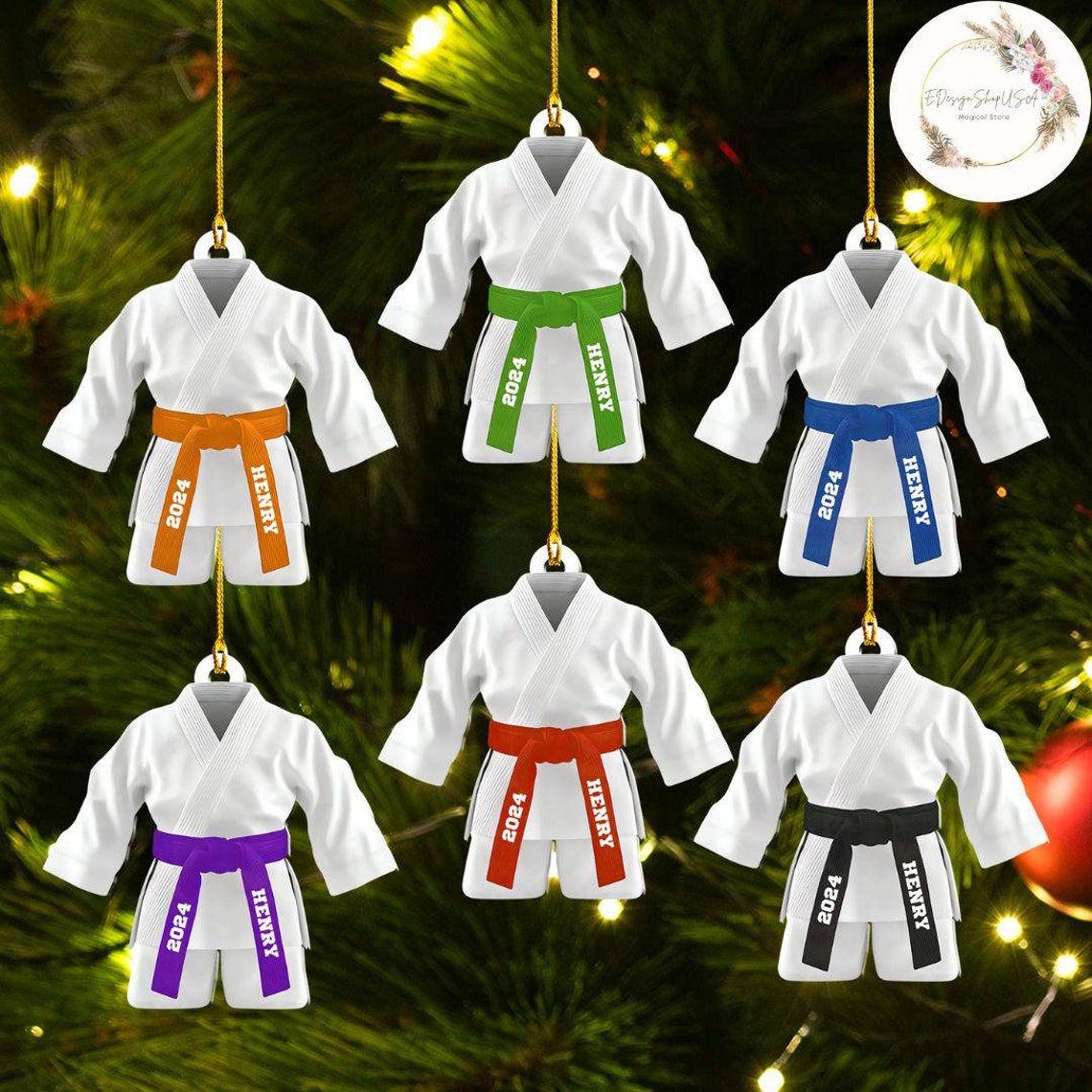 Personalized 2D Karate Ornament, Custom Belt Color Karate Kids ...