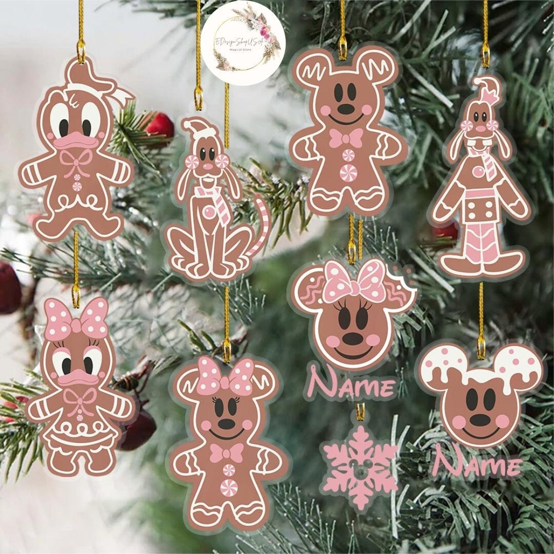 Personalized Pink Gingerbread Disney Christmas Ornament, Mickey and ...