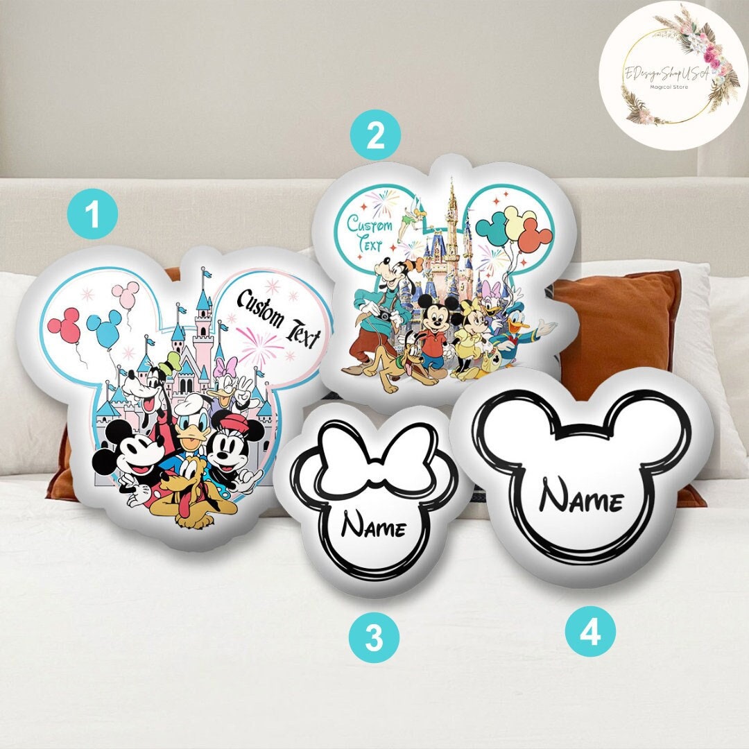 Custom Shape Mickey and Friends Disney Pillow, WDW Disneyland Castle ...